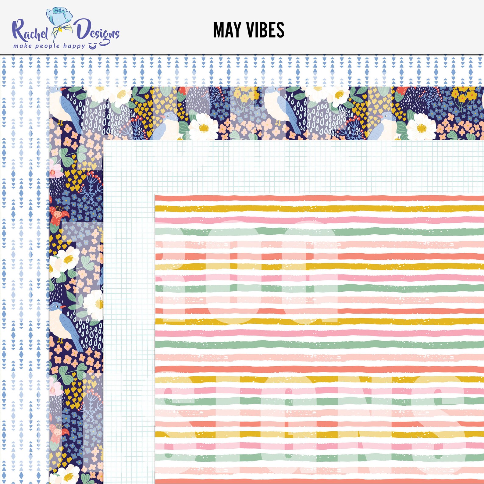 May Vibes Digital Paper Pack, Digital Floral Papers, Printable Spring ...