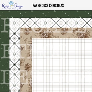 Farmhouse Christmas Digital Paper Pack, Rustic Digital Christmas Paper ...