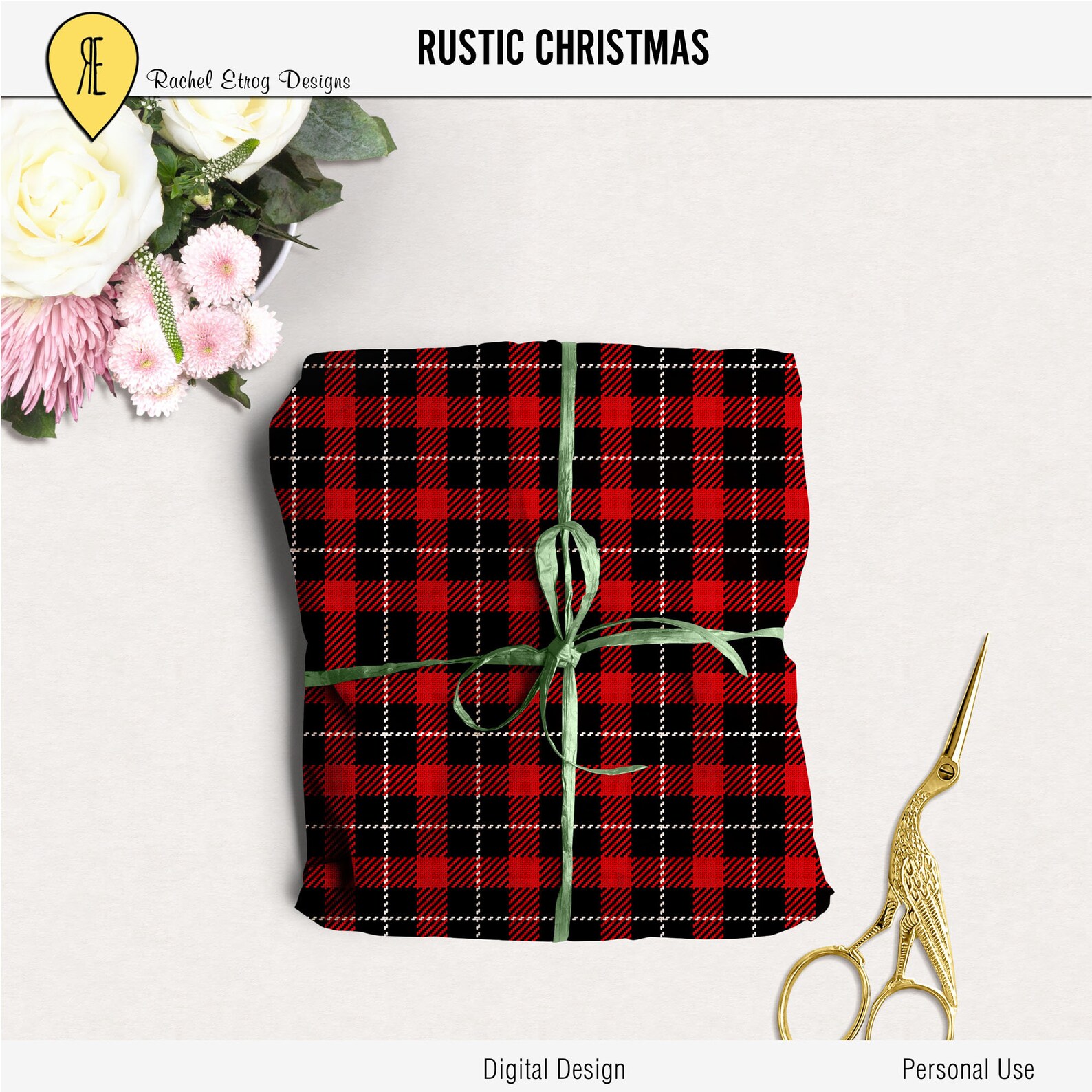 Christmas Paper Pack, Digital Rustic Pattern, Rustic Christmas Paper ...