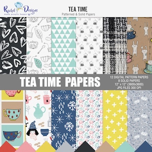 Tea Time Digital Scrapbooking Kit, Printable Tea Pattern Papers ...