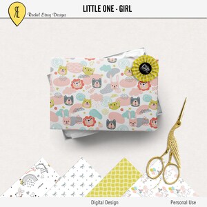 Baby Girl Printable Digital Paper Pack, Baby Girl Digital Scrapbook ...