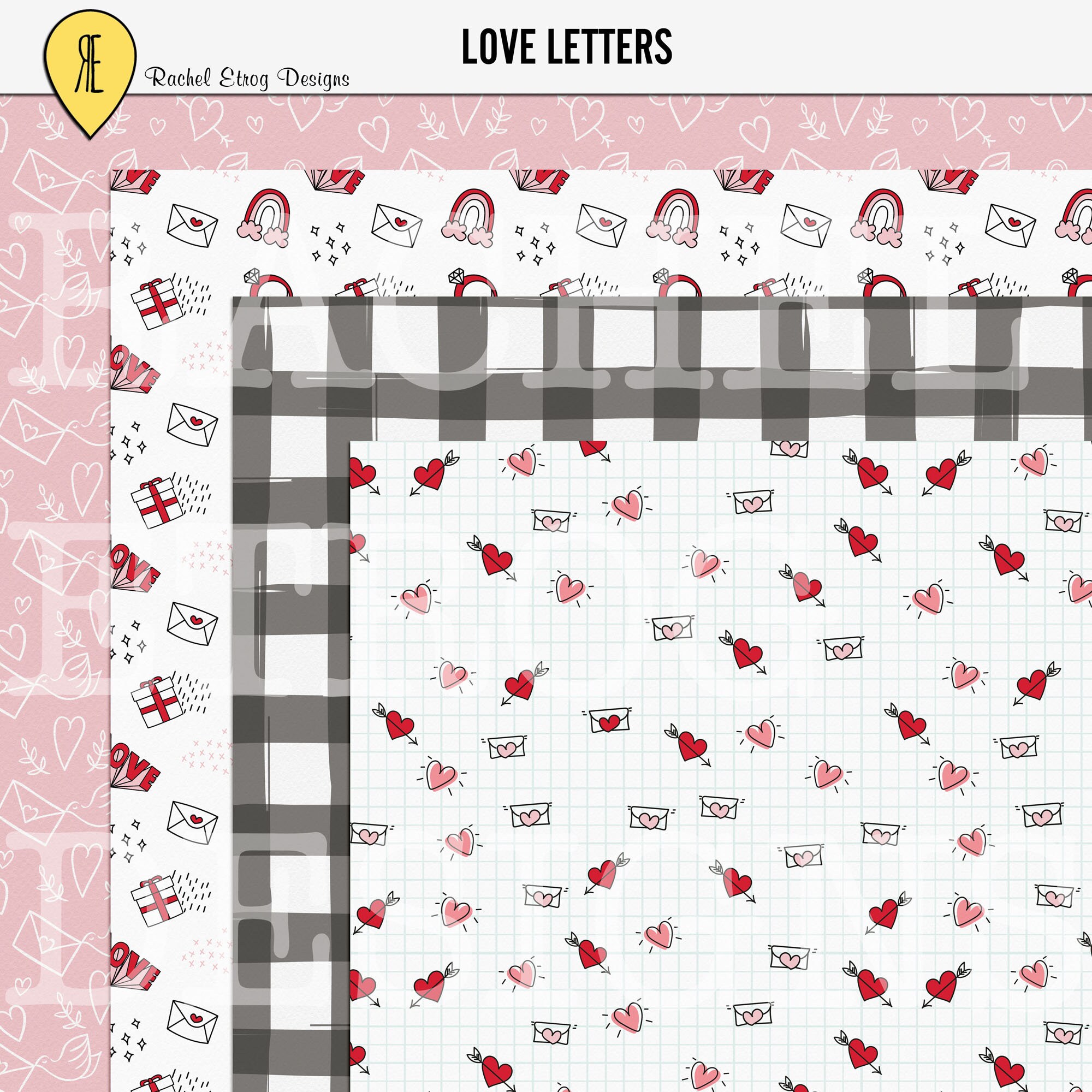 Love Letters Digital Scrapbooking Kit Mix Scrapbooking | Etsy