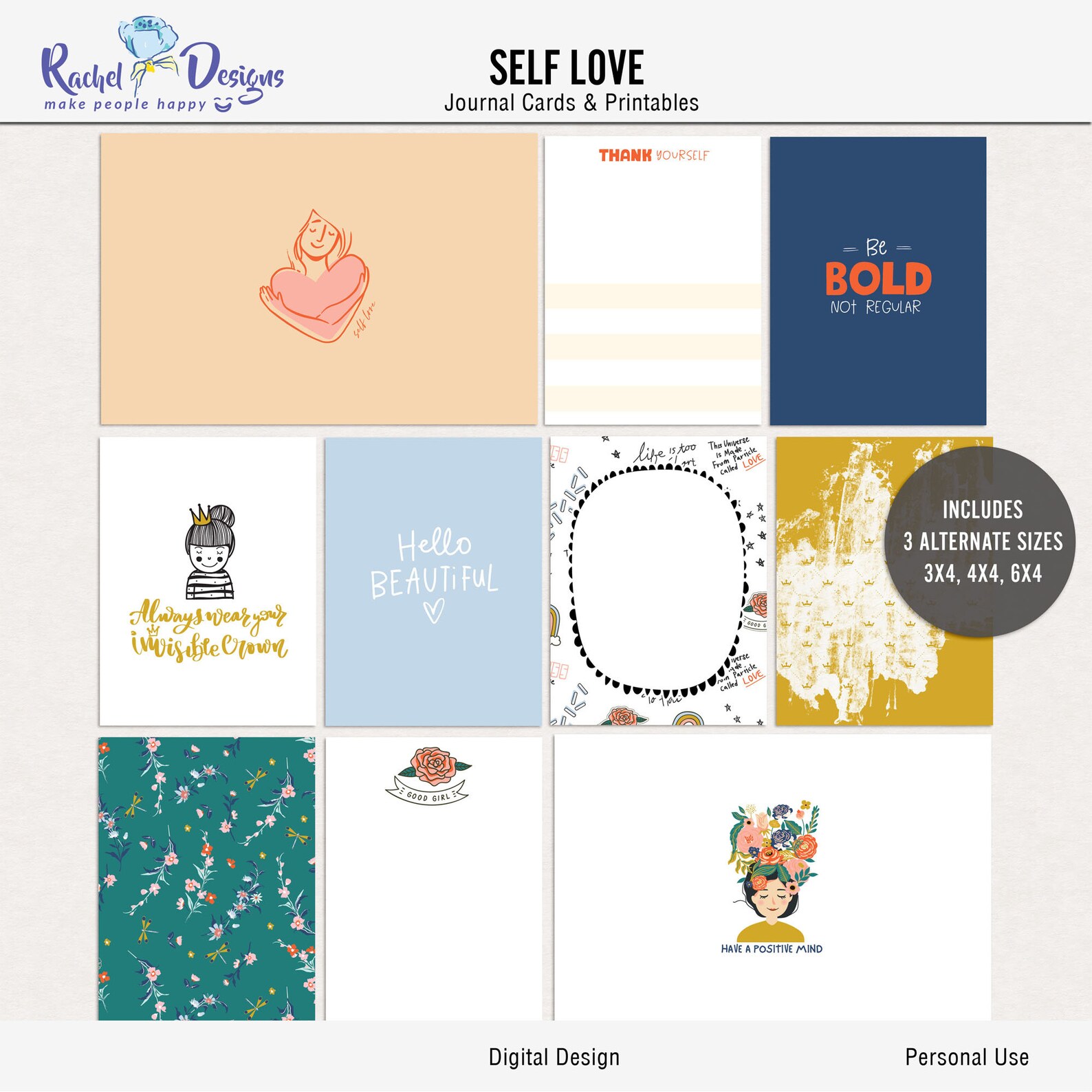 Printable Self Love Digital Pocket Cards, Digital Self Love Journal ...