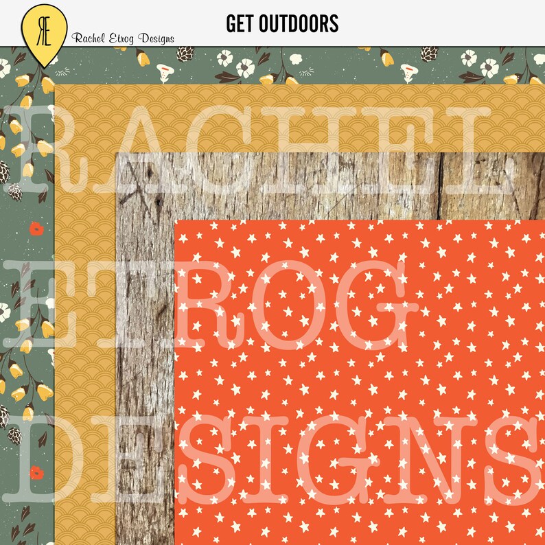 Get Outdoors Digital Scrapbooking Kit, Nature Wrapping Papers, Nature ...