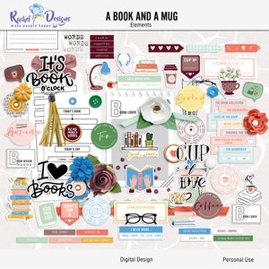 A Book and a Mug Digital Scrapbooking Collection Reading - Etsy Israel