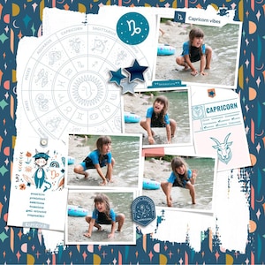 Zodiac Digital Scrapbooking Kit, Astrology Printable Pattern Papers ...