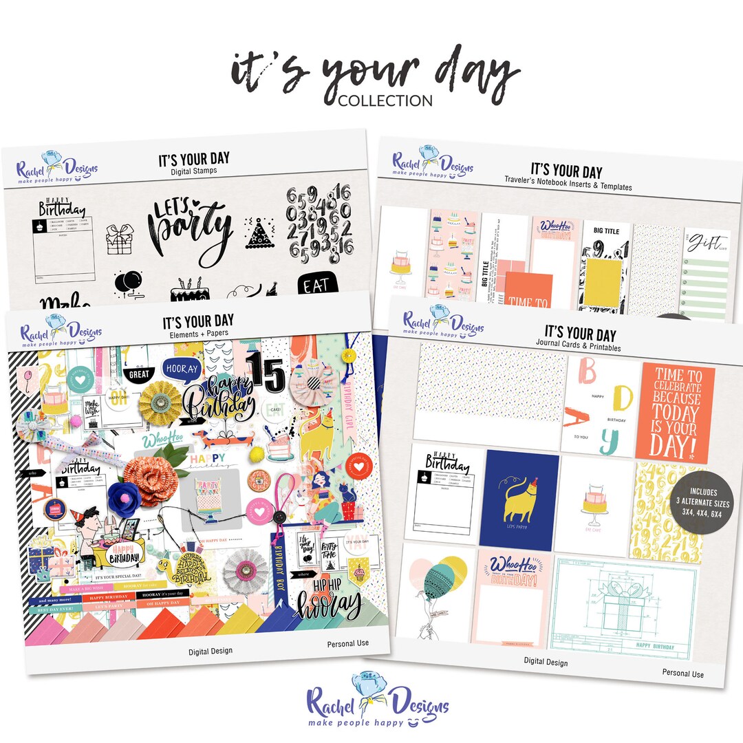 It's Your Day Digital Scrapbook Collection, Birthday Digital Elements ...