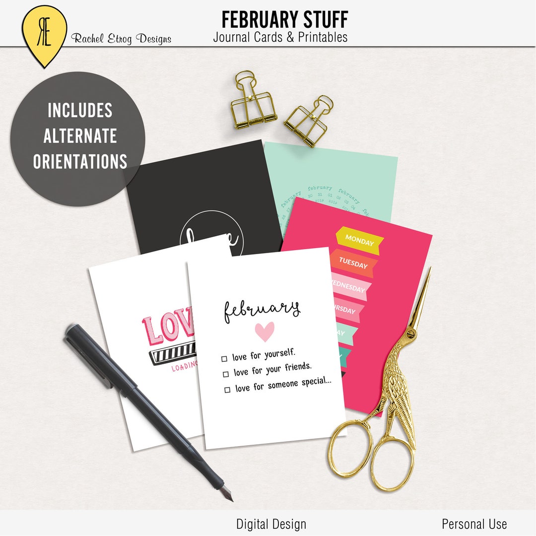 Printable February Stuff Digital Journal Cards Printable - Etsy