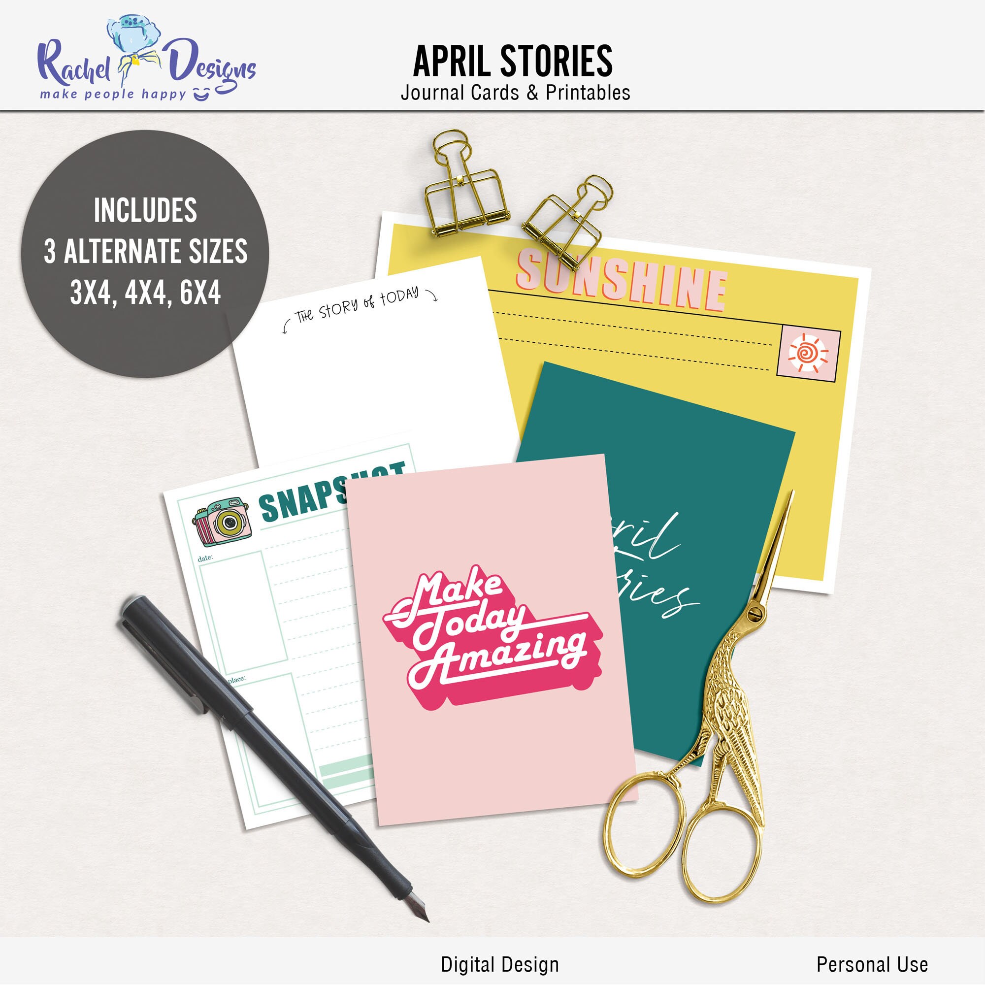 Printable digital journal cards Digital pocket cards Project | Etsy