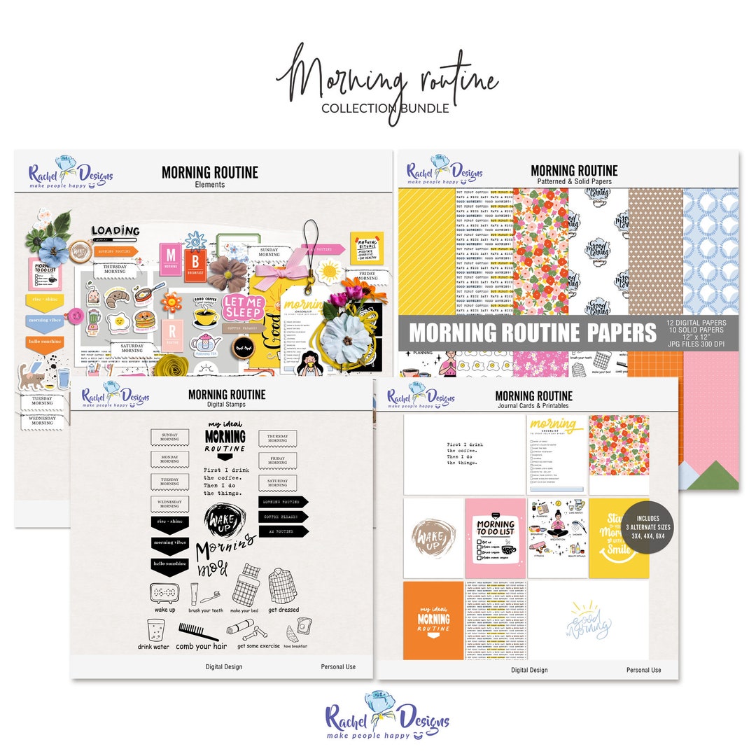 Morning Routine Digital Scrapbooking Collection, Everyday Digital ...