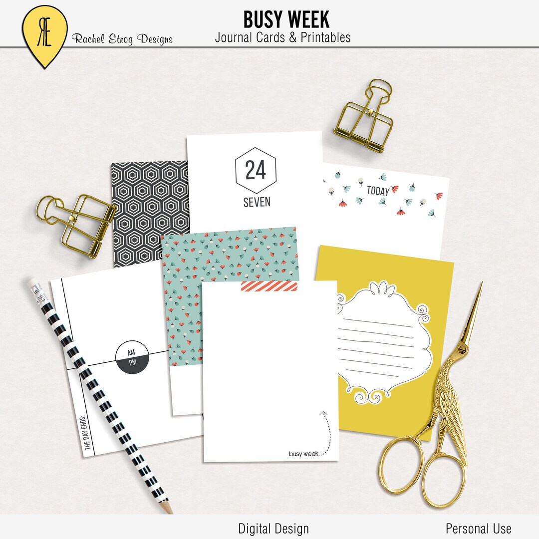 Everyday Digital Journal Cards, Busy Week Digital Journal Cards ...