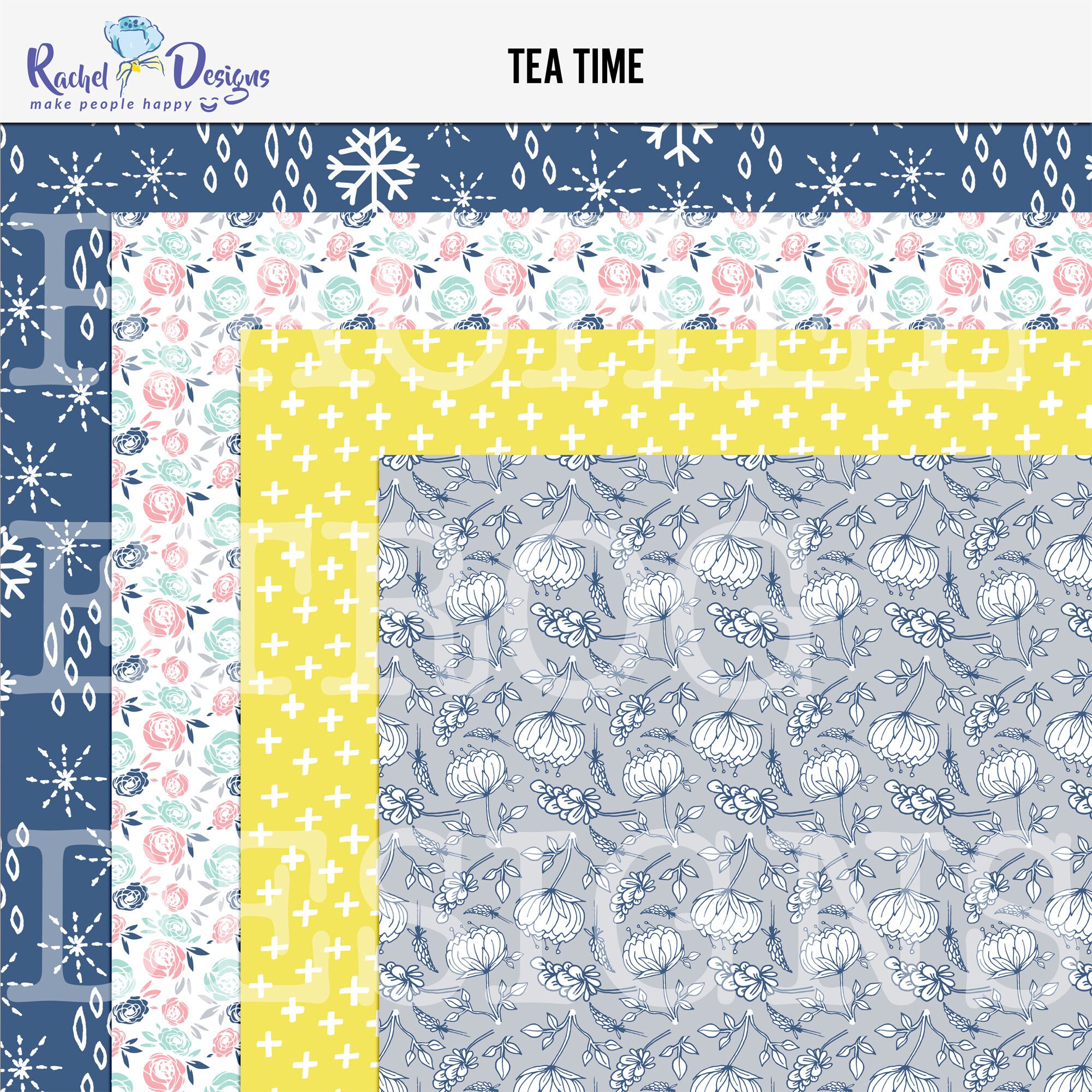 Printable Tea Time Digital Paper Pack Tea Time Digital - Etsy