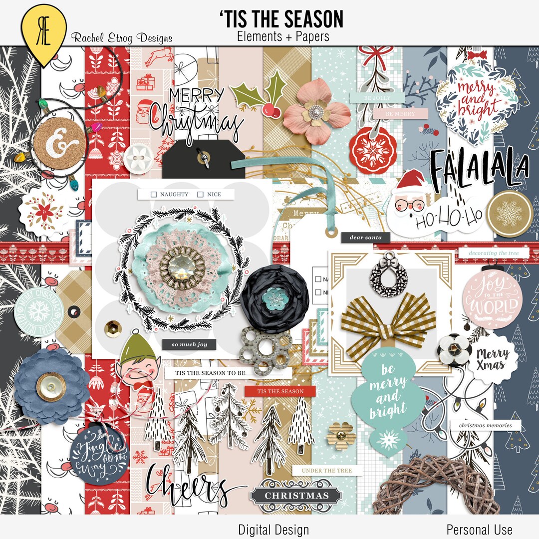 Ti's the Season Digital Scrapbook Kit, Christmas Scrapbook Elements ...
