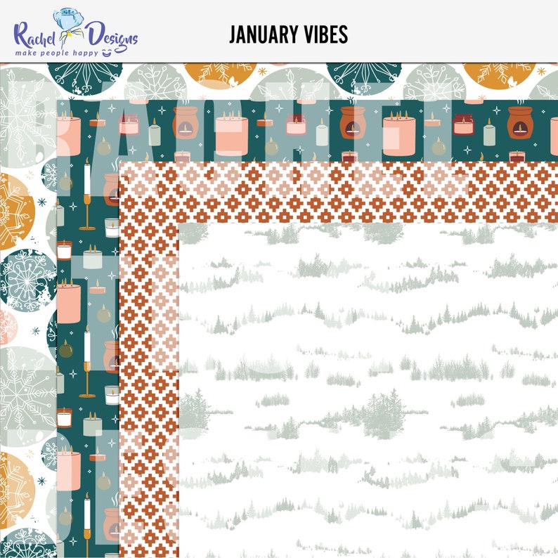 January Vibes Digital Scrapbook Collection, January Digital Elements ...