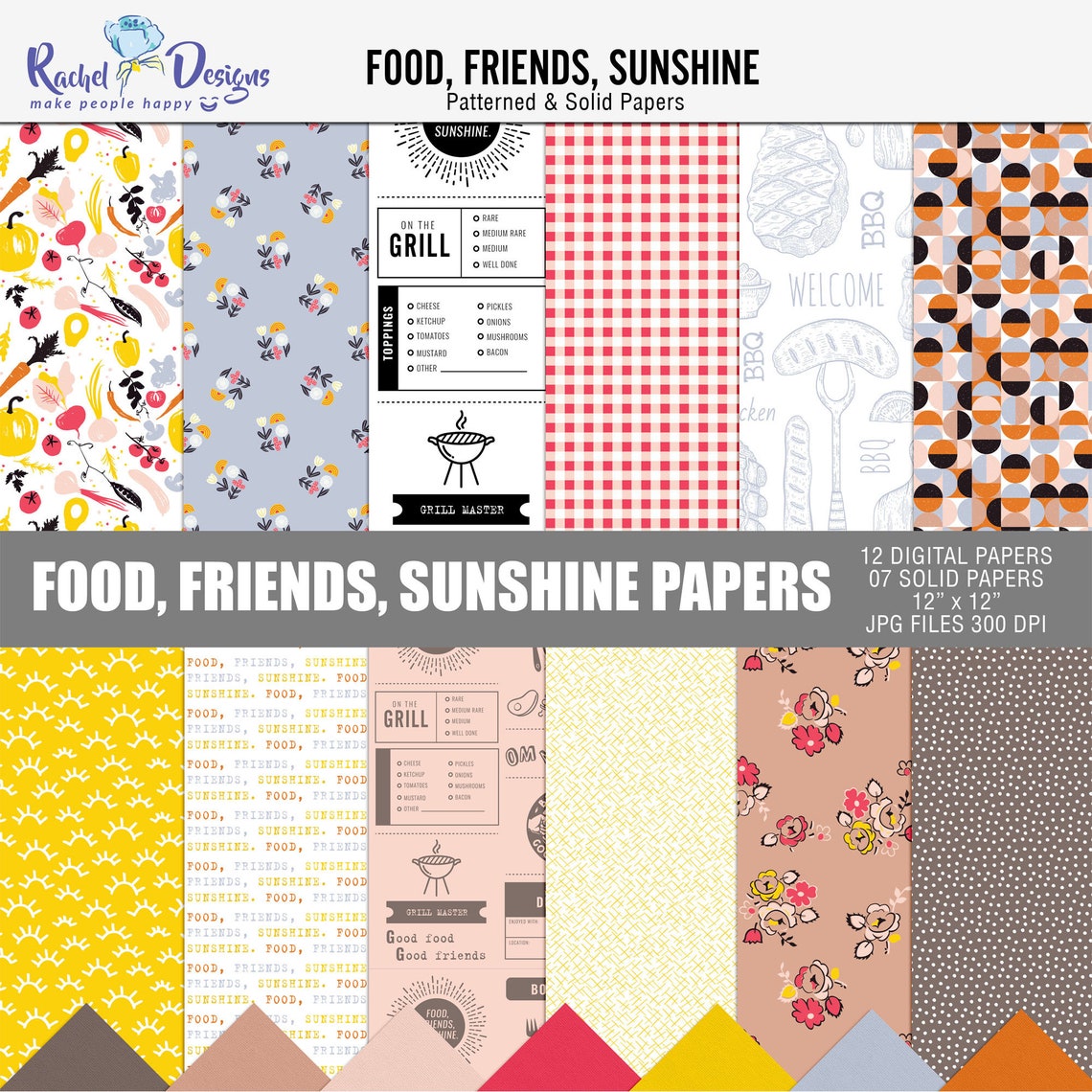 Food Friends Sunshine Digital Scrapbook Kit Digital Food - Etsy UK