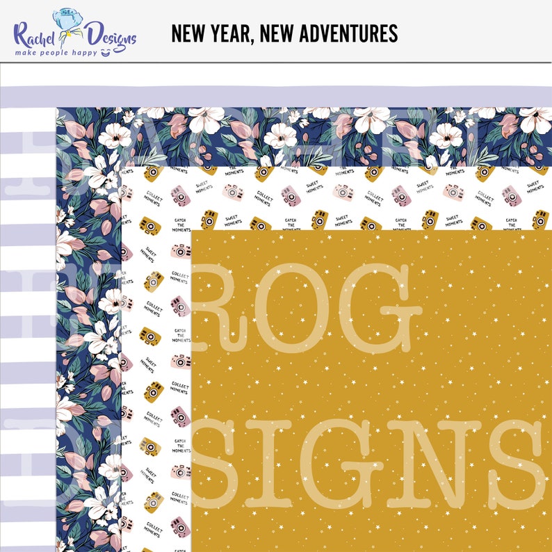 New Year New Adventures Digital Scrapbooking Kit, Digital New Year ...