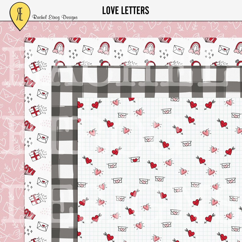 Love Letters Digital Valentine's Papers, Digital Love Letters Papers ...