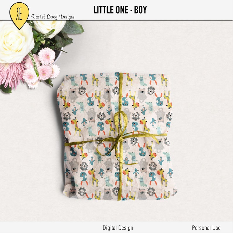 Baby Boy Printable Digital Paper Pack, Baby Boy Digital Scrapbook ...