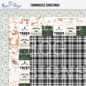 Farmhouse Christmas Digital Paper Pack, Rustic Digital Christmas Paper ...