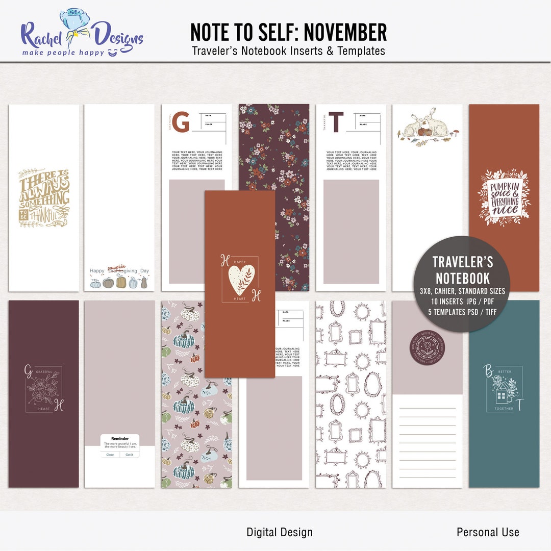 Note to Self November Digital Traveler's Notebook, Printable Fall ...