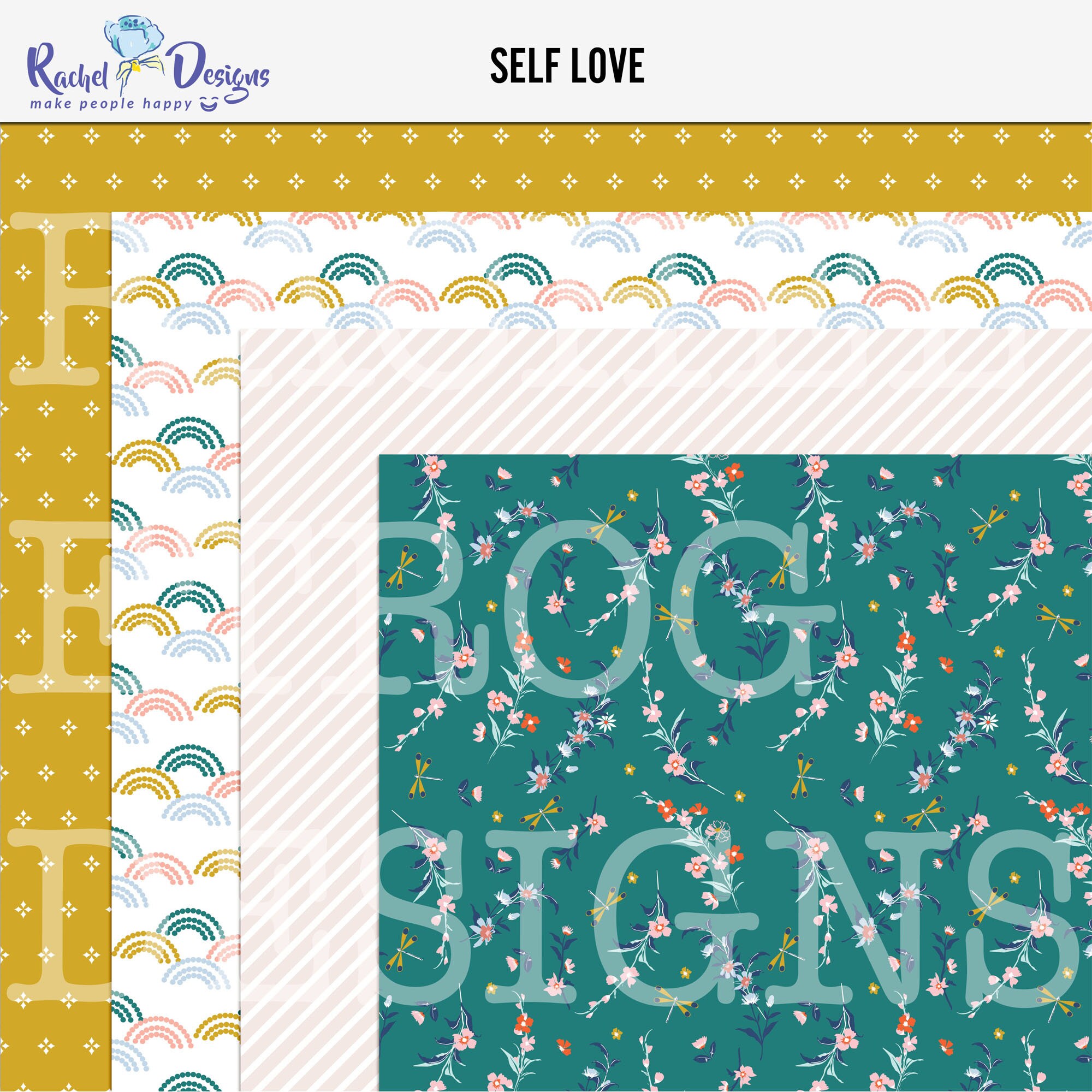 Self Love Digital Paper Pack, Feminine Digital Scrapbooking Papers ...
