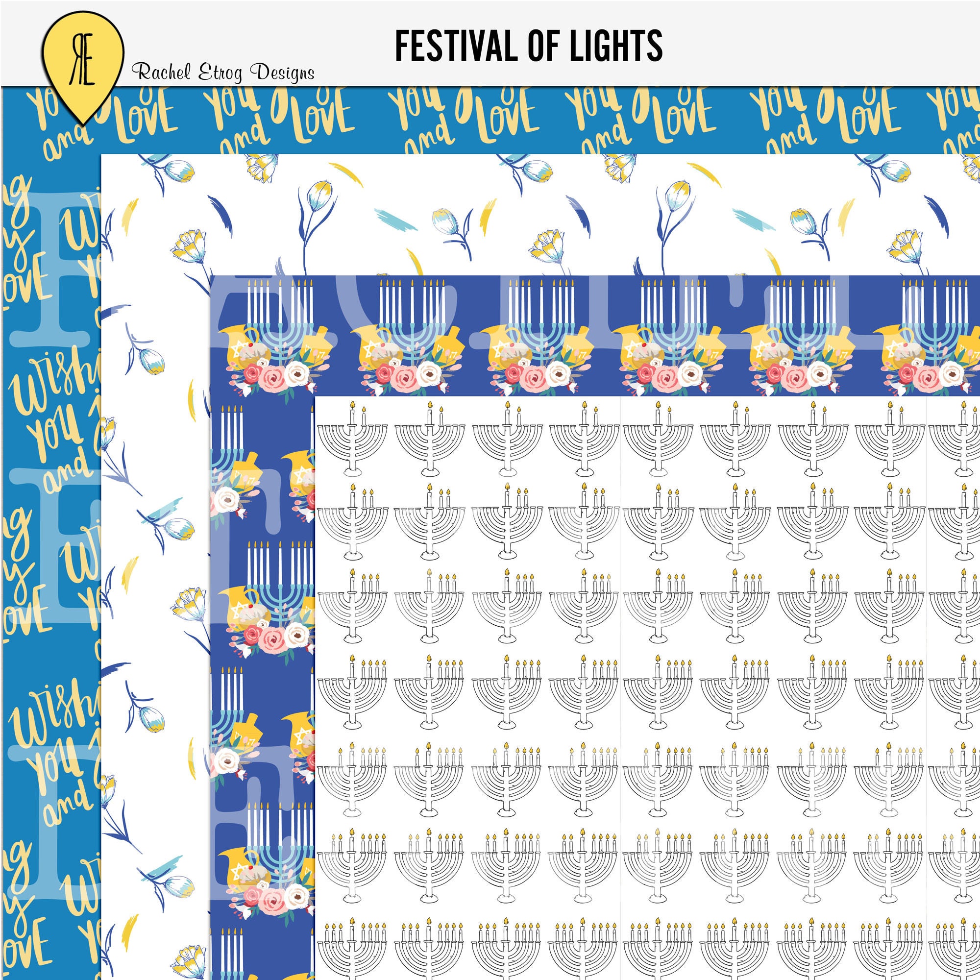 Hanukkah Digital Paper Pack, Printable Hanukkah Papers, Digital ...