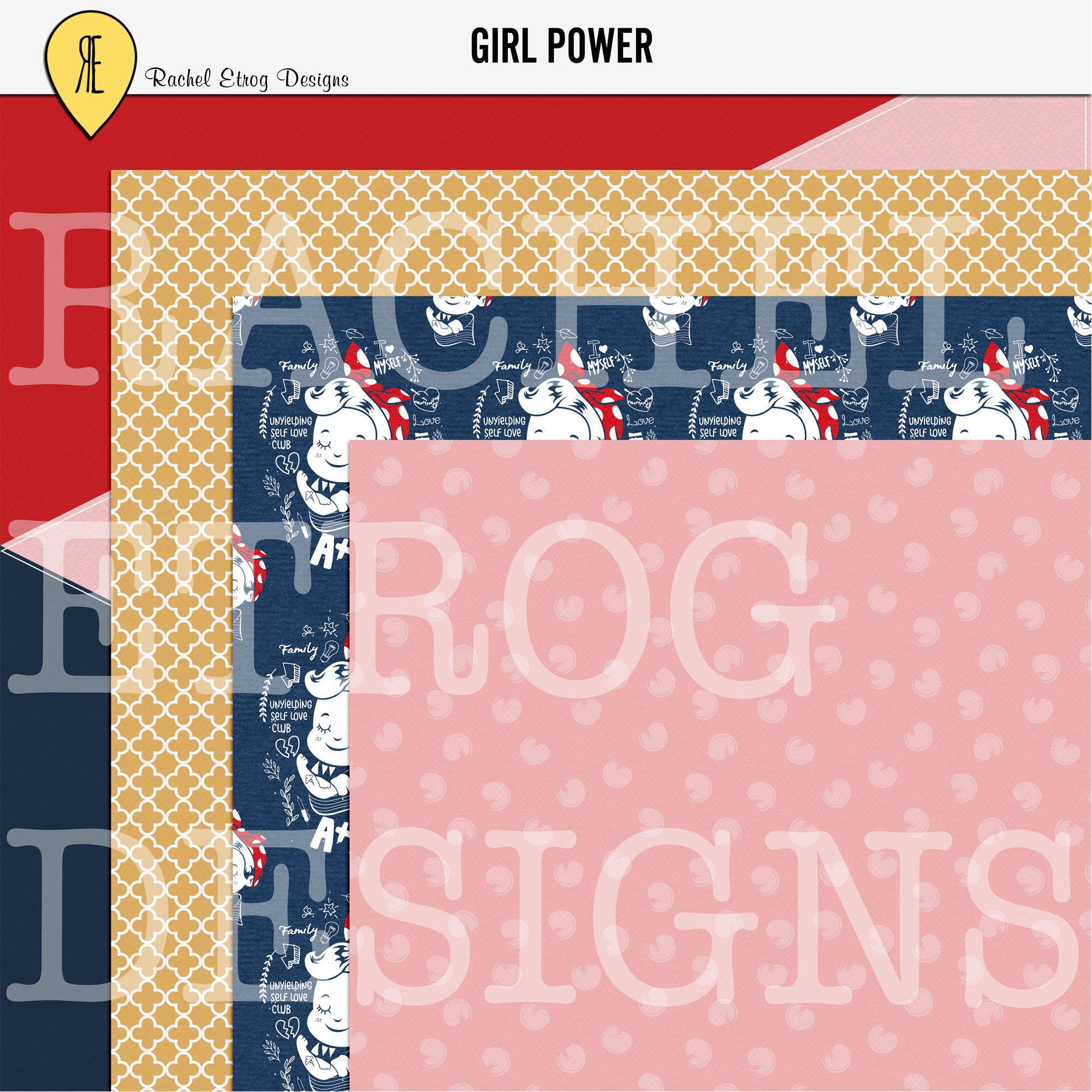 Girl Power Printable Digital Paper Pack, Printable Girly Papers ...