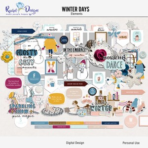 Winter Days Digital Scrapbooking Kit, Winter Printable Pattern Papers ...