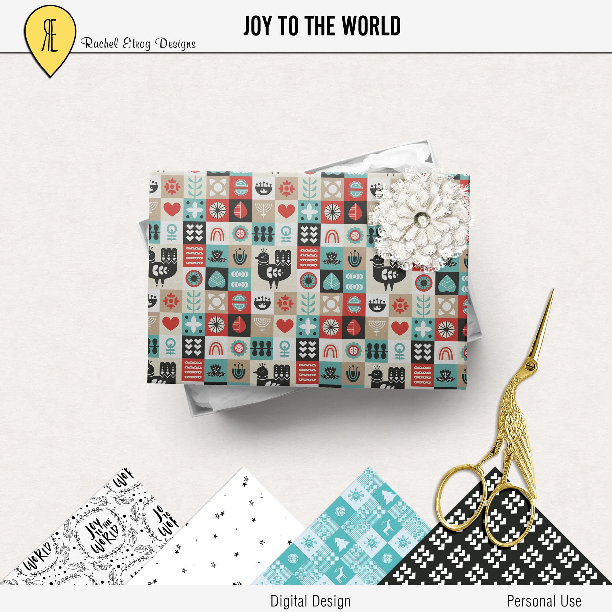 Christmas Joy to the World Digital Paper Pack, Christmas Printable ...