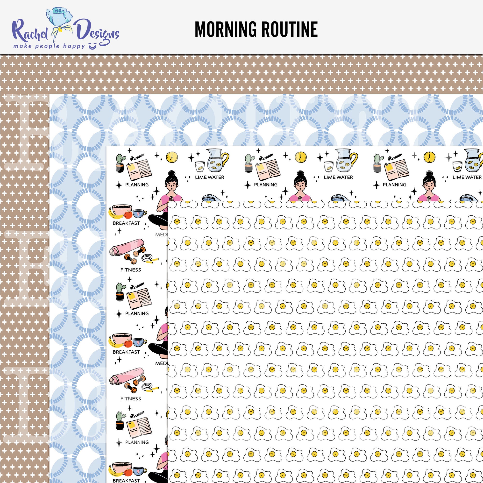 Printable Morning Routine Digital Paper Pack Abstract Digital - Etsy