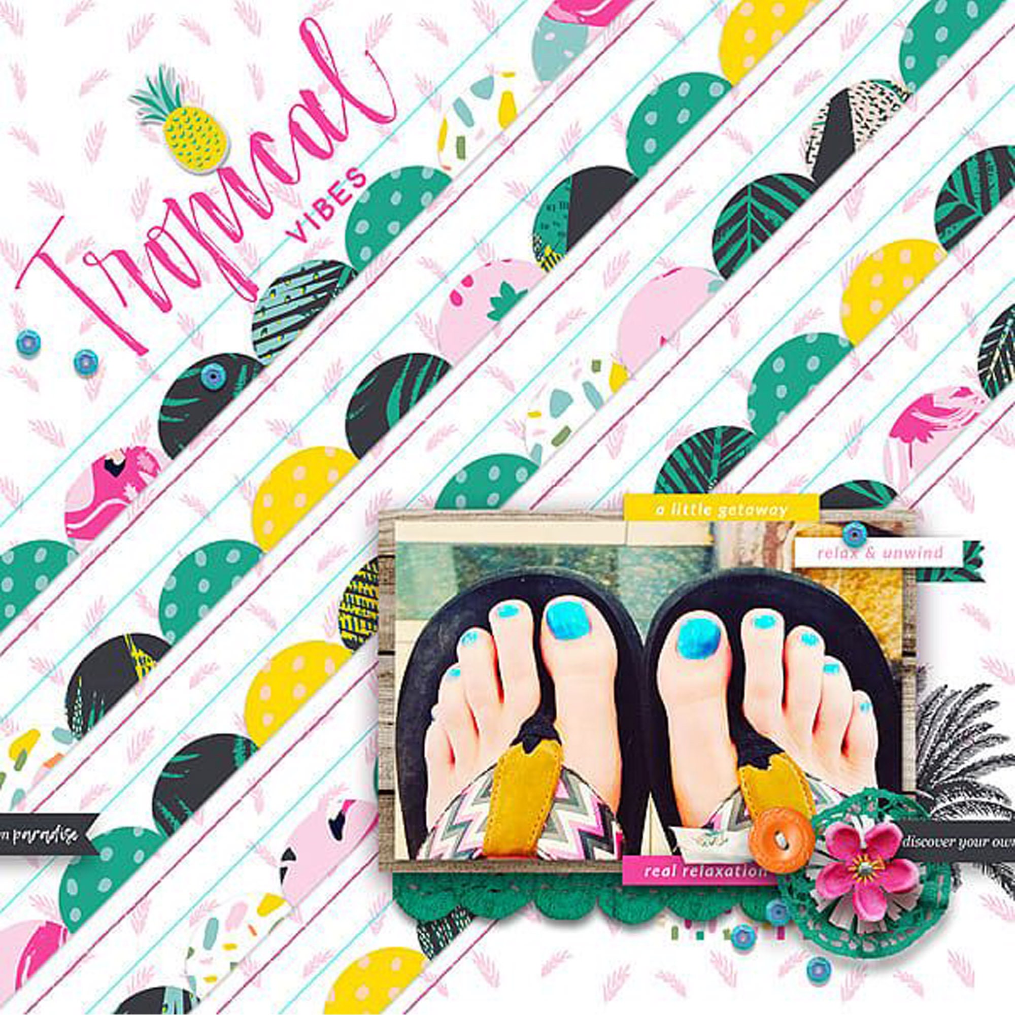Tropical Vibes Digital Scrapbooking Kit Digital Tropical | Etsy