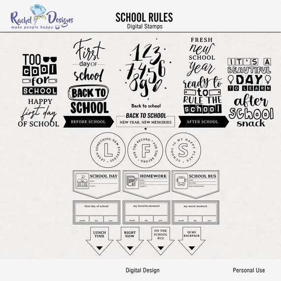 School Rules Digital Stamps and Brushes Digital School Craft - Etsy