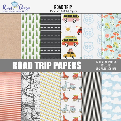 Road Trip Digital Papers Pack Travel Digital Papers - Etsy