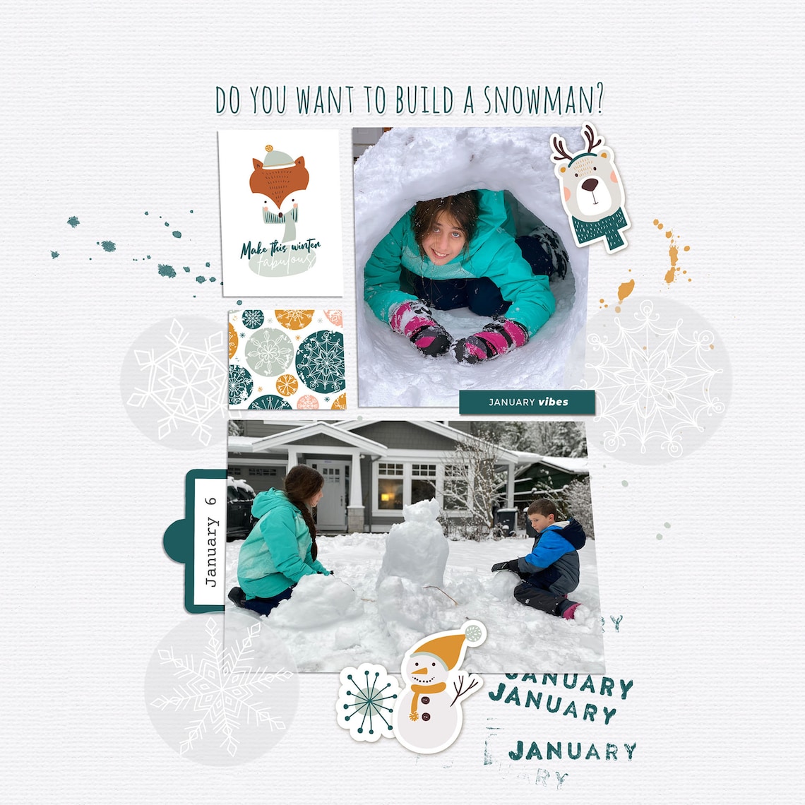 January Vibes Digital Scrapbook Collection January Digital - Etsy Israel