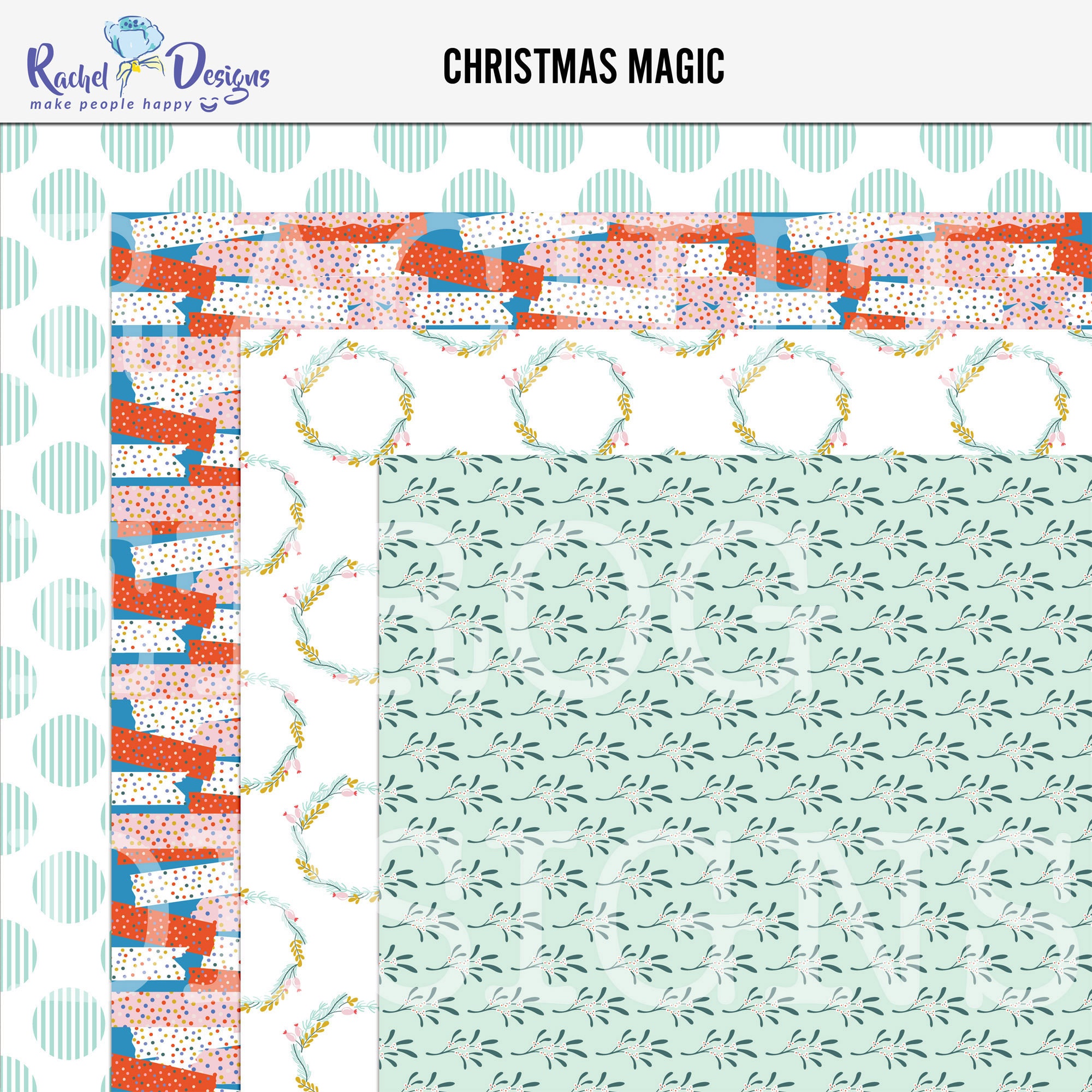 Christmas Magic Digital Scrapbooking Kit, Digital Christmas Paper Pack ...