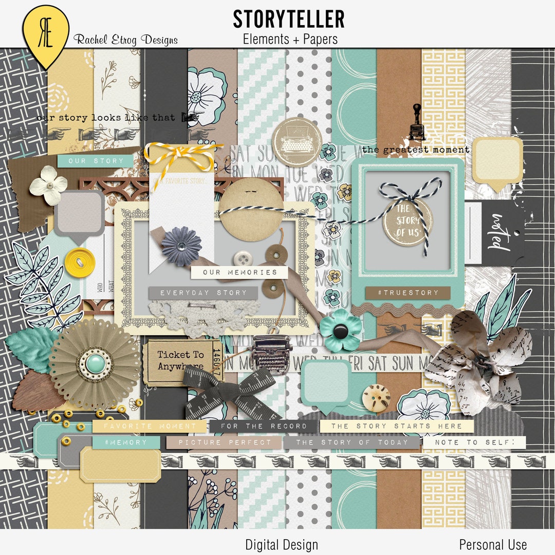 Storyteller Digital Scrapbooking Kit, Everyday Digital Elements ...
