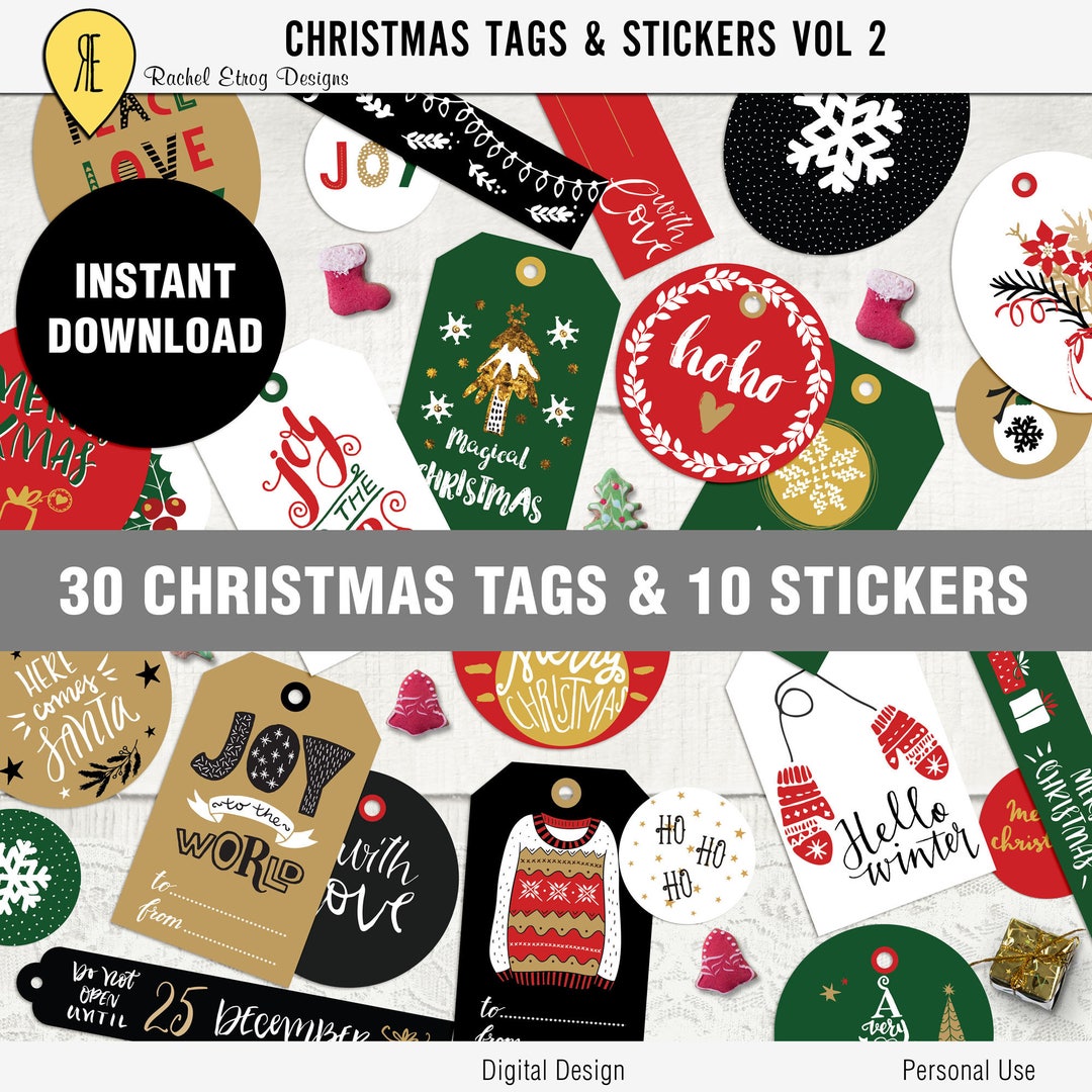 Christmas Tags, Instant Download, Printable Christmas Tags, DIY ...