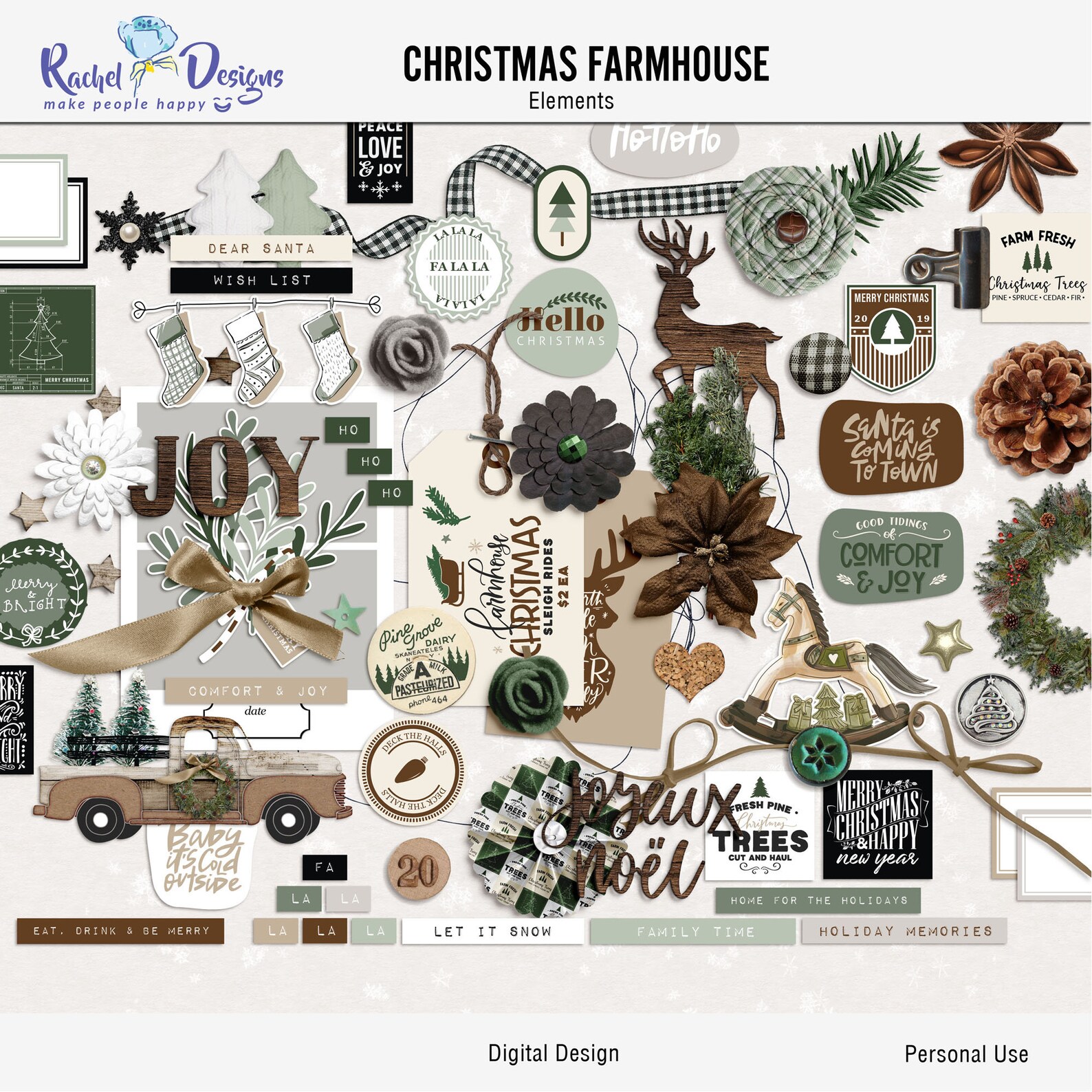 Farmhouse Christmas Scrapbooking Kit Digital Christmas - Etsy Israel