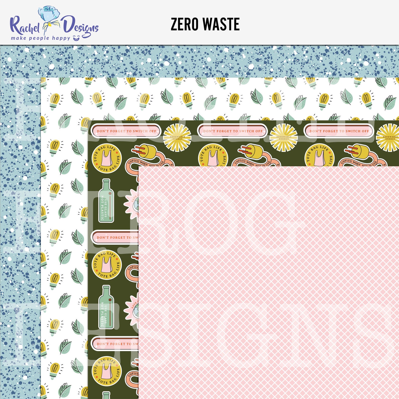 Zero Waste Digital Scrapbooking Kit, Digital Ecology Theme Mix Media ...