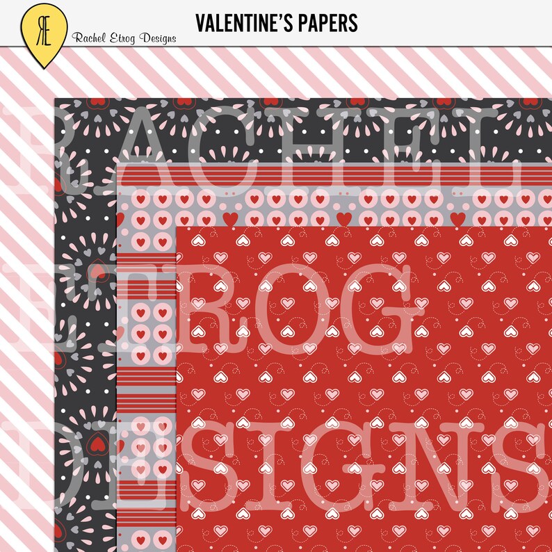 Valentine's Digital Paper Pack Printable Love Digital - Etsy
