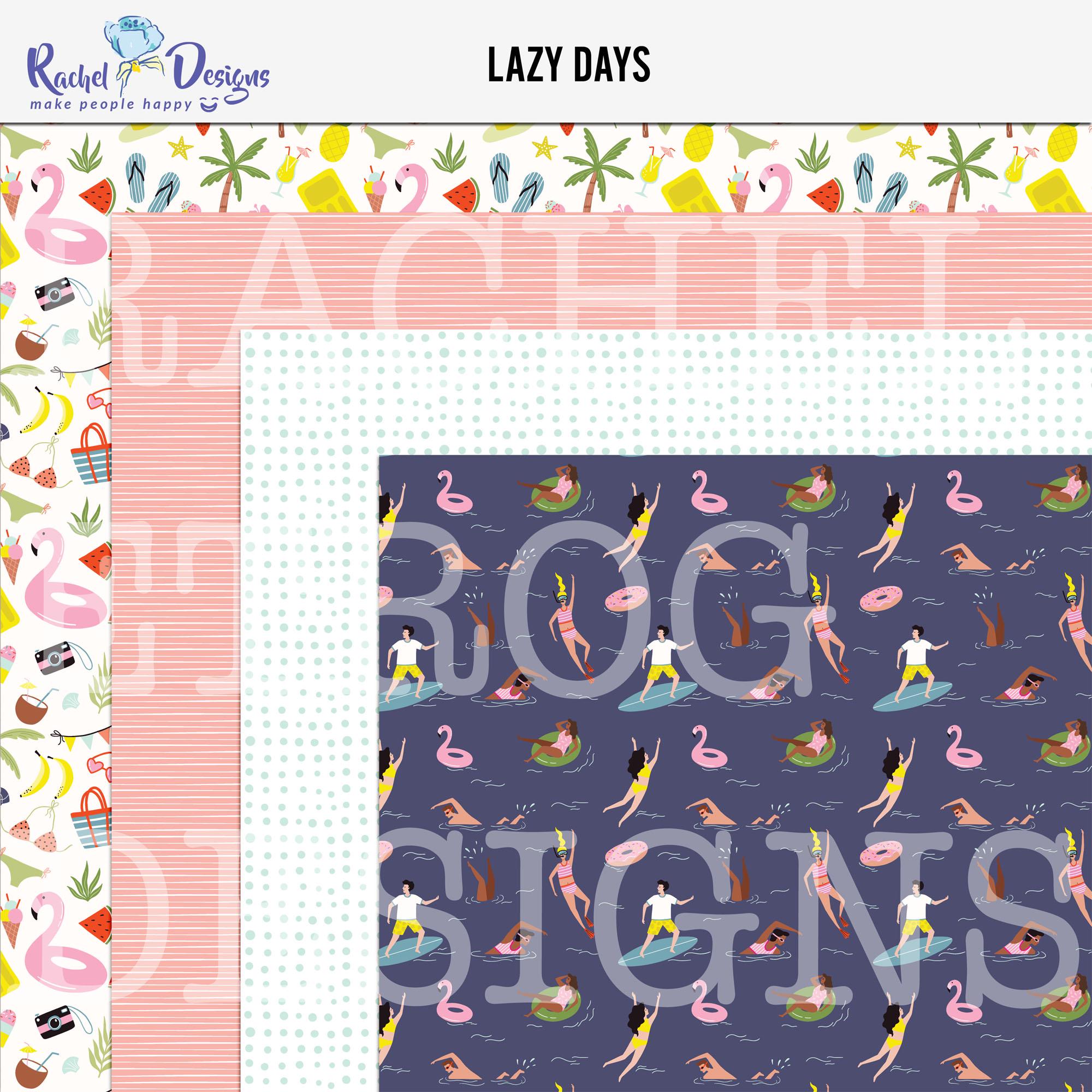 Lazy Days Digital Scrapbooking Collection, Summer Digital Elements and ...