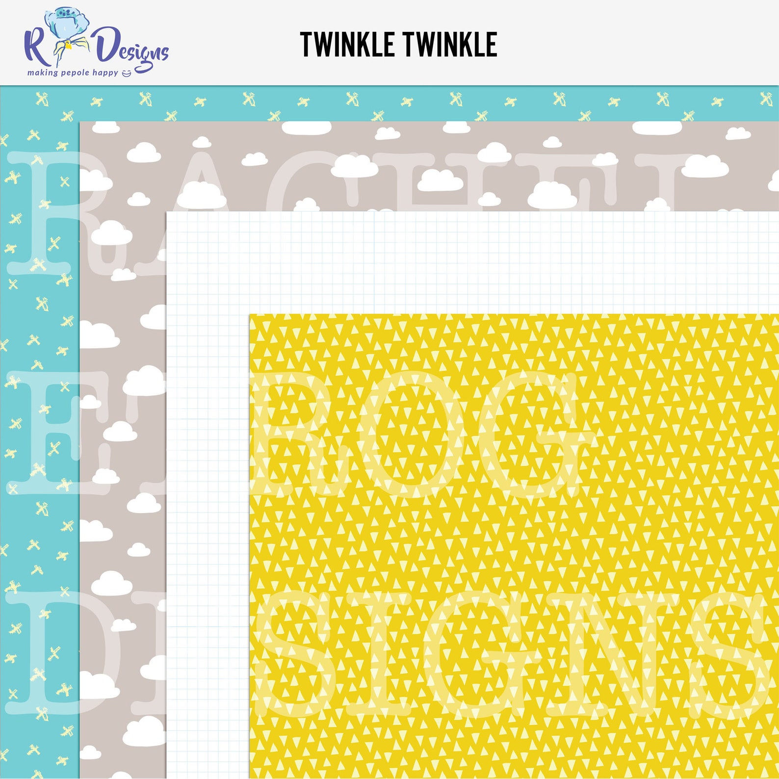 Printable Twinkle Twinkle Digital Paper Pack, Kids Digital Paper Wrap ...
