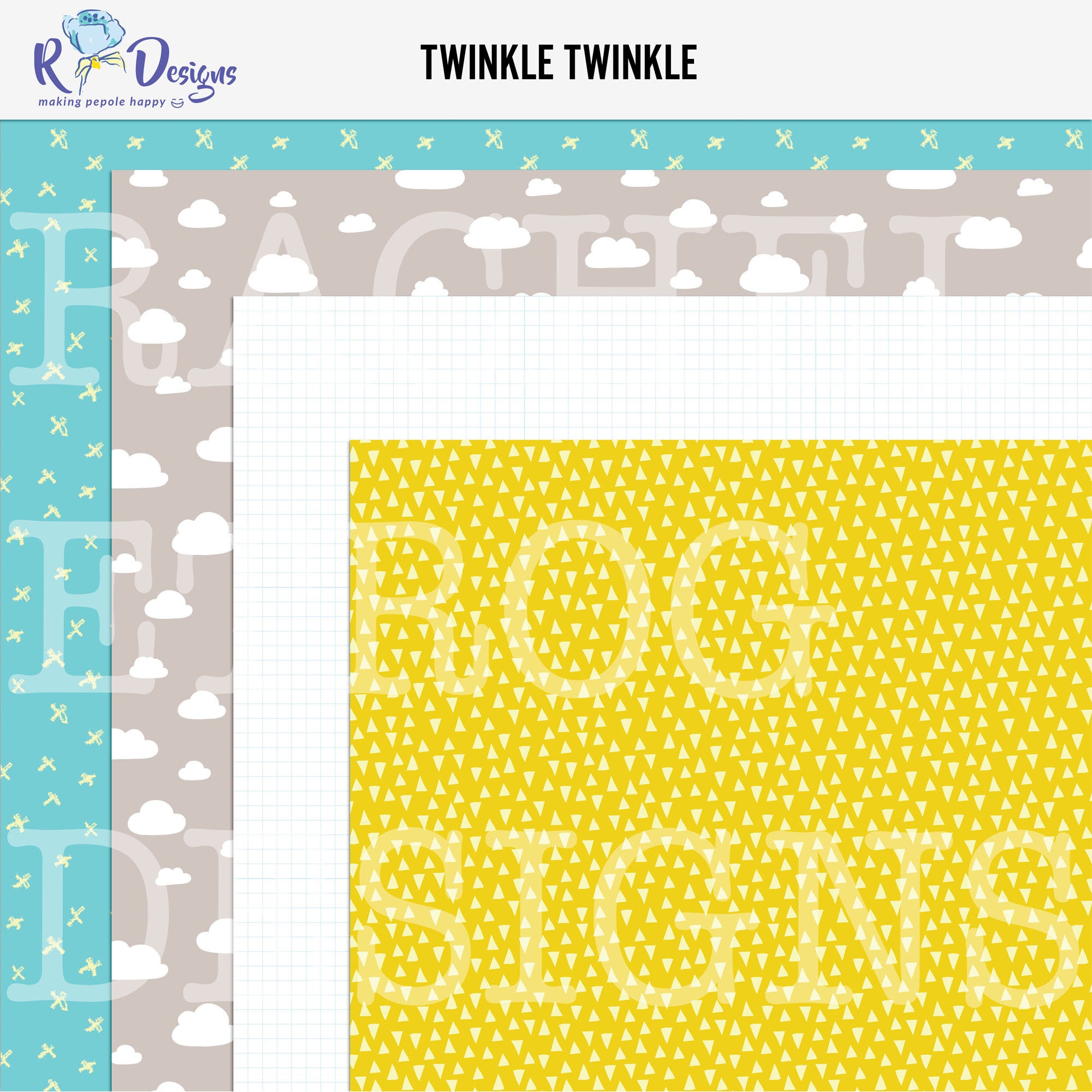 Printable Twinkle Twinkle Digital Paper Pack, Kids Digital Paper Wrap ...
