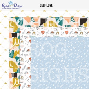 Self Love Digital Scrapbooking Kit, Printable Feminine Paper Pack, Self ...