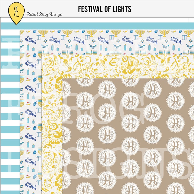 Hanukkah Digital Paper Pack, Printable Hanukkah Papers, Digital ...