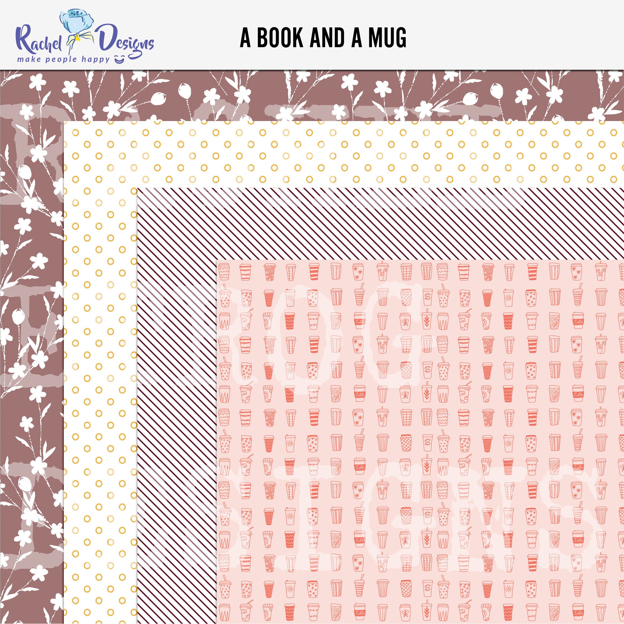 A Book and a Mug Digital Scrapbooking Collection, Reading Digital ...