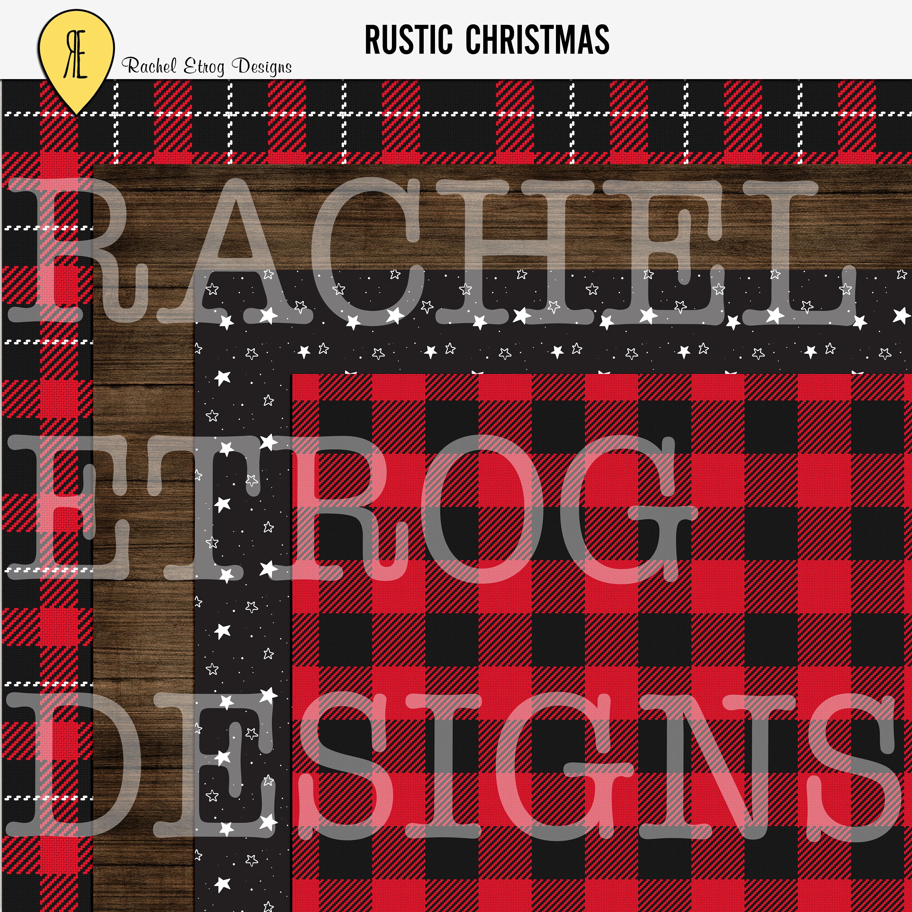 Christmas Paper Pack, Digital Rustic Pattern, Rustic Christmas Paper ...
