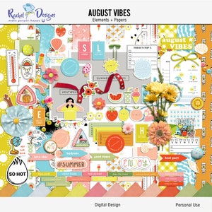 August Vibes Digital Scrapbooking Kit, Heatwave Summer Printable ...