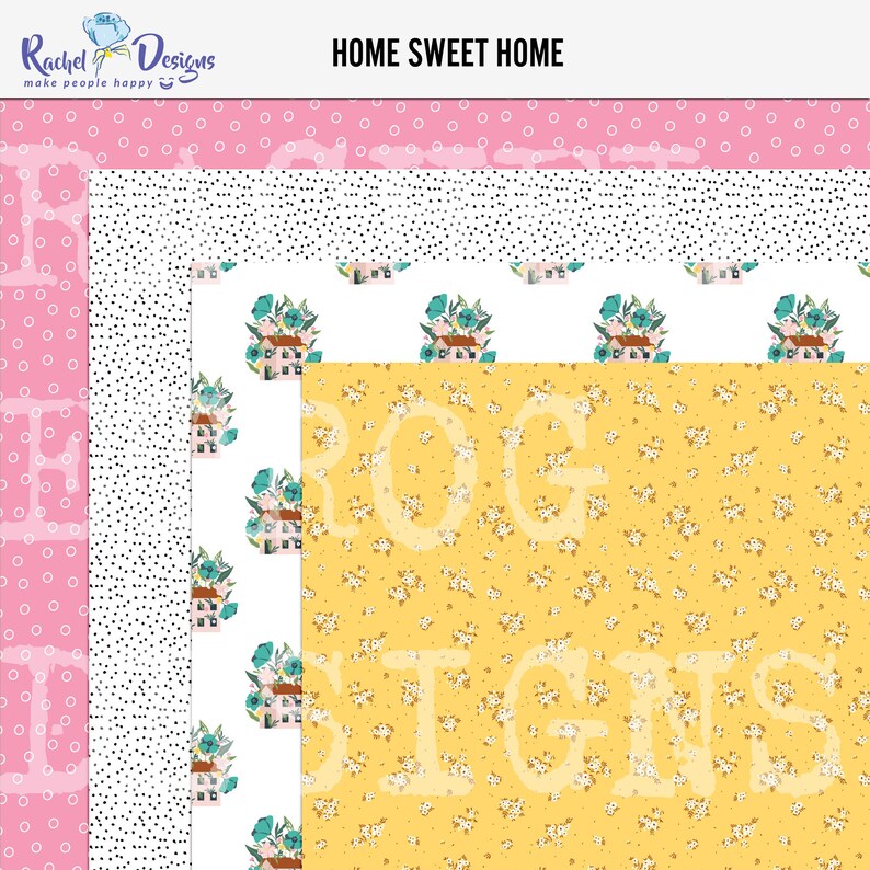 Home Sweet Home Digital Paper Pack, Printable Home Papers, Family ...