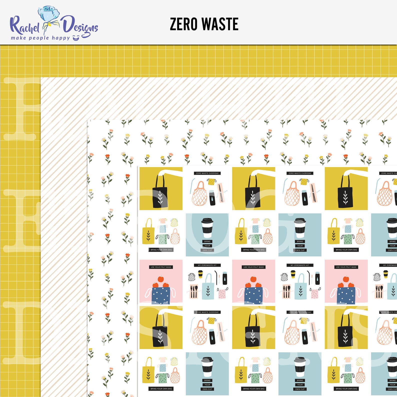 Zero Waste Digital Scrapbooking Kit, Digital Ecology Theme Mix Media ...